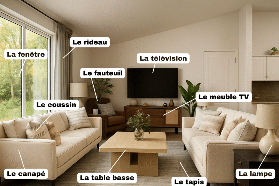 French Vocabulary: The Rooms of the House + Focus on the Living Room ...